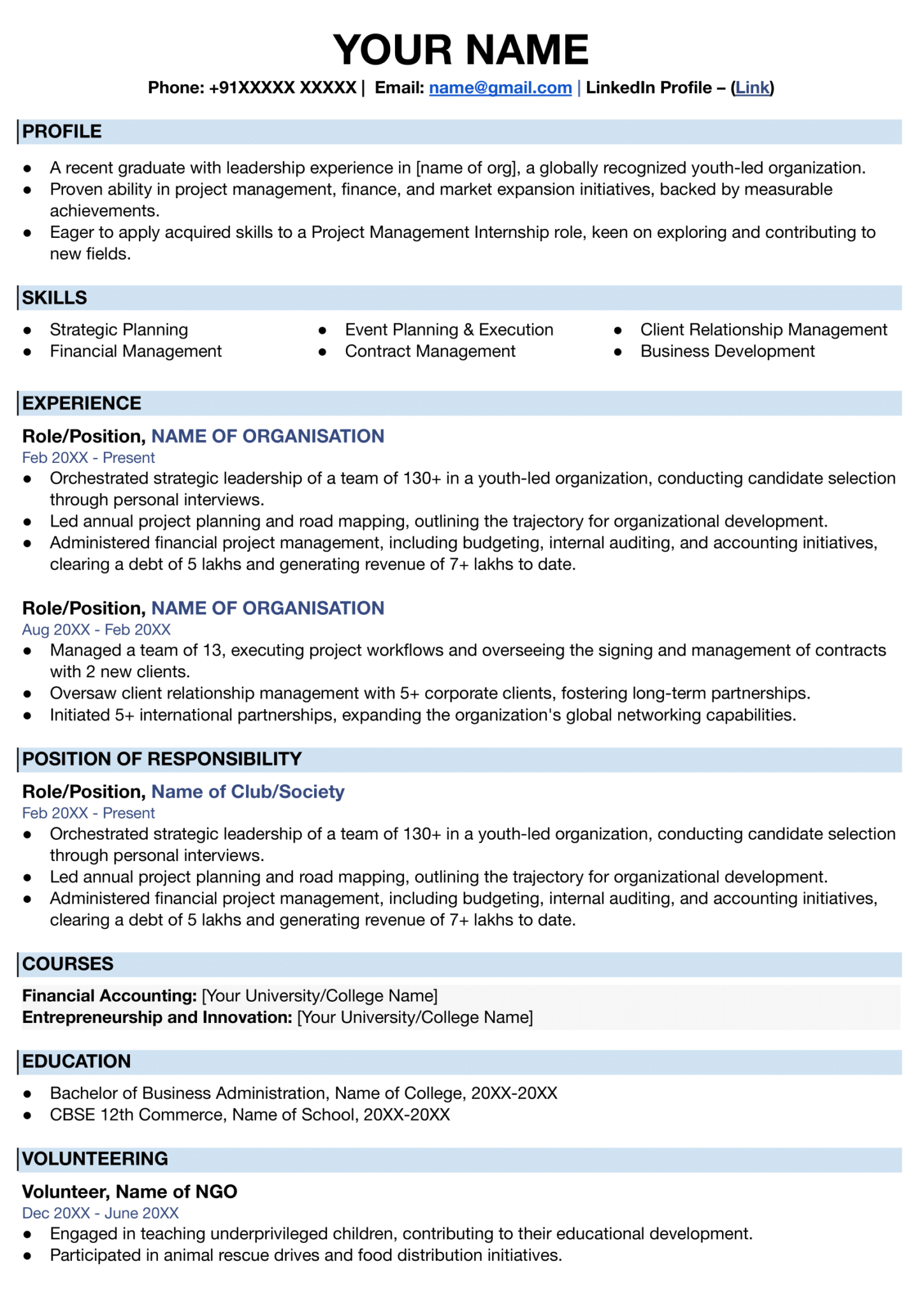 Resume Templates - ResumeGuru India