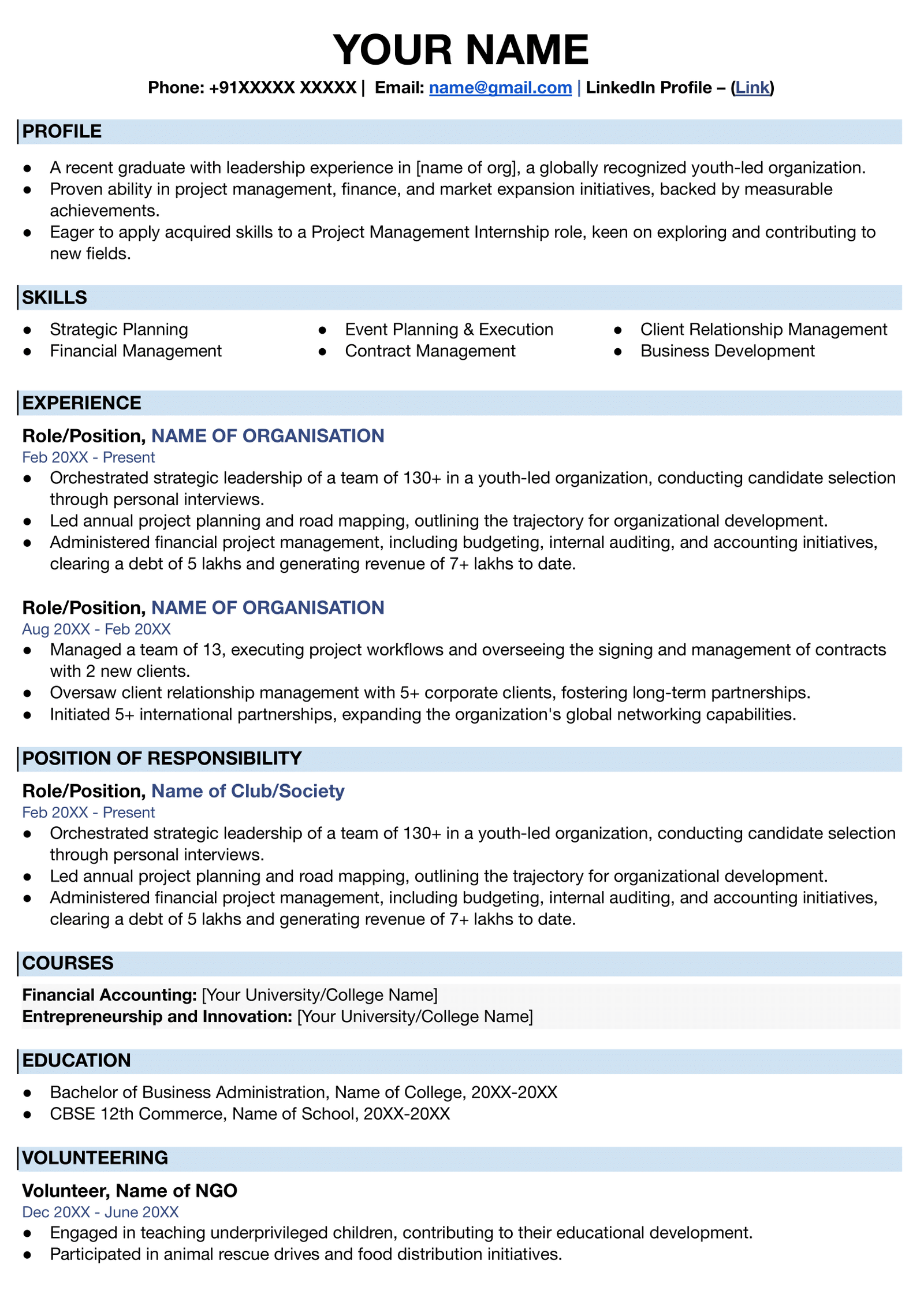Resume Templates - ResumeGuru India
