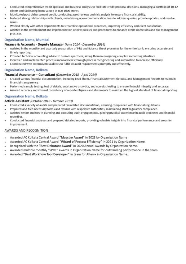 How to make a Chartered Accountant (CA) Resume in 2024