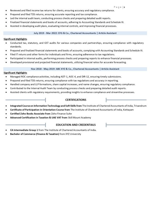 Chartered Accountant Resume Sample: 5 Powerful Tips & Templates
